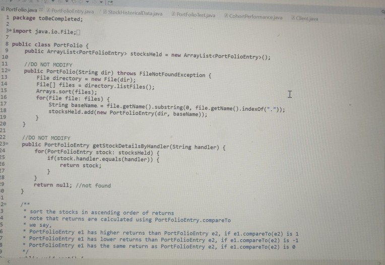 Solved + Portfolio Test.java Client java } Portfolio.java | Chegg.com