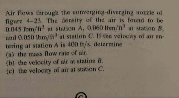 Solved Air flows through the converging-diverging nozzle of | Chegg.com