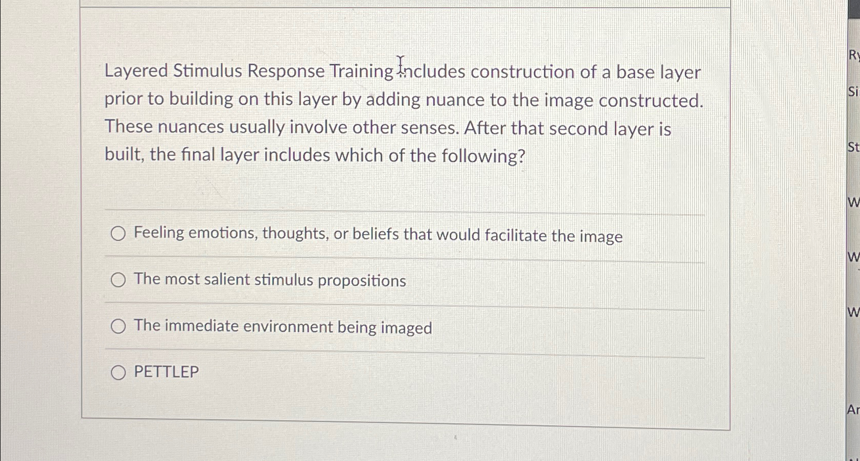 Solved Layered Stimulus Response Training Includes | Chegg.com