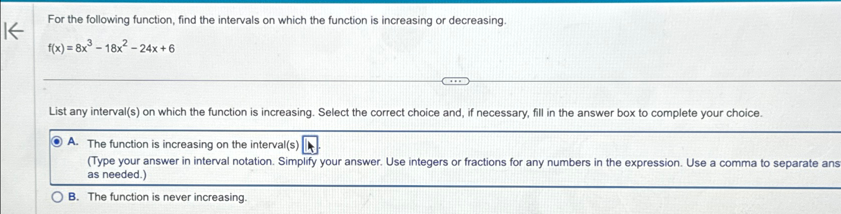 Solved For the following function, find the intervals on | Chegg.com