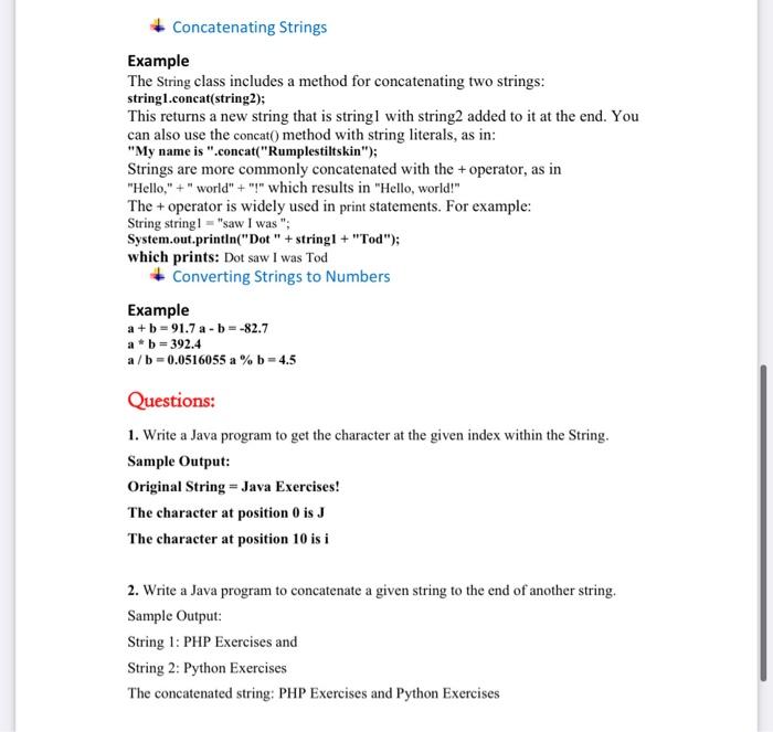 Solved 1. Character Data Type and Operations Comparing and | Chegg.com