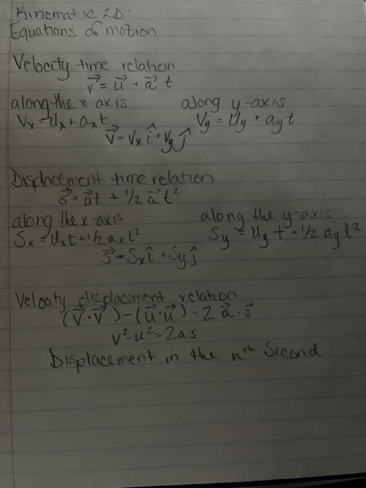 Solved Kinemat ic 2D: Equations of motion. Velaty time | Chegg.com