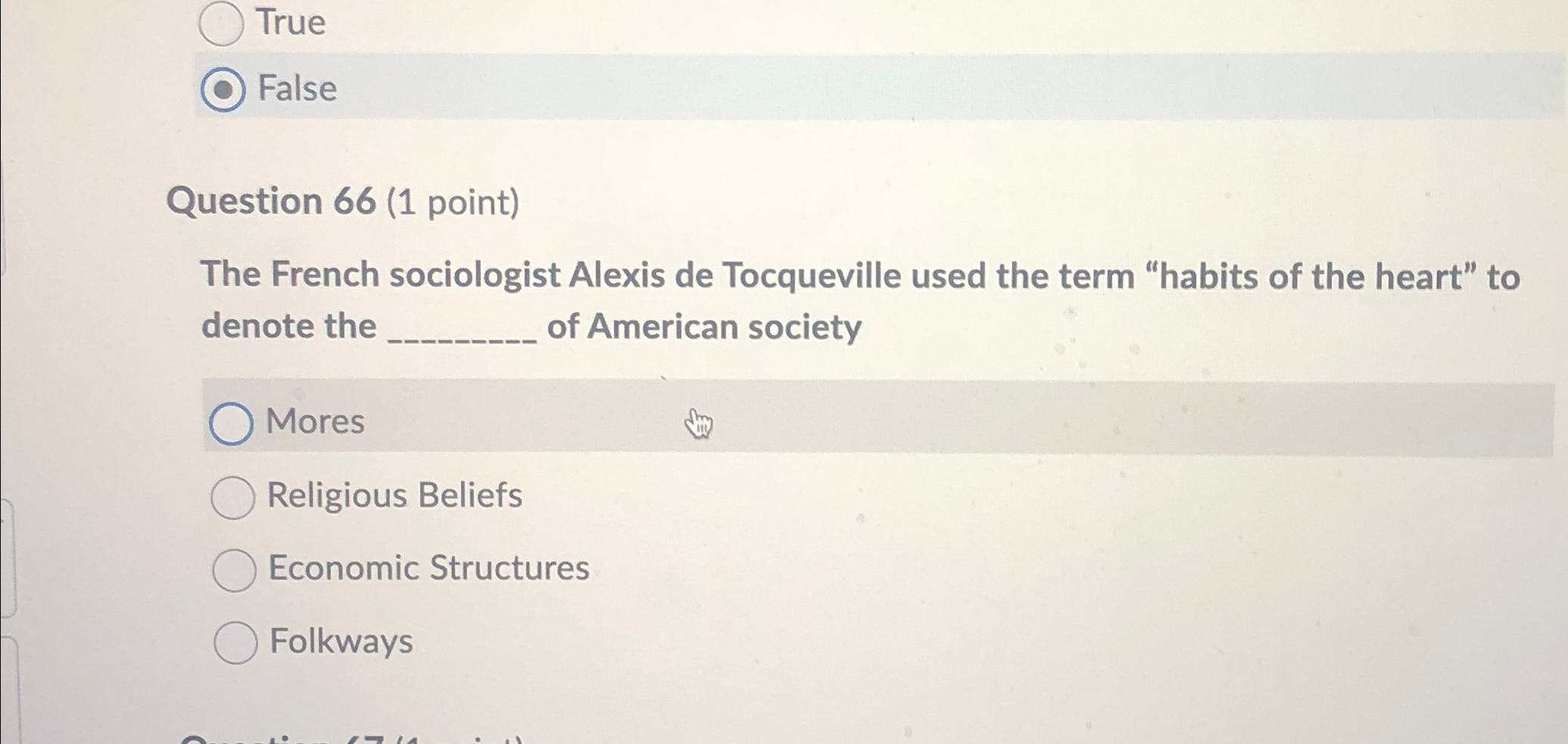 Solved TrueFalseQuestion 66 (1 ﻿point)The French sociologist | Chegg.com