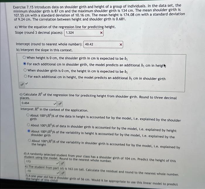 Solved Exercise 7.15 introduces data on shoulder girth and | Chegg.com