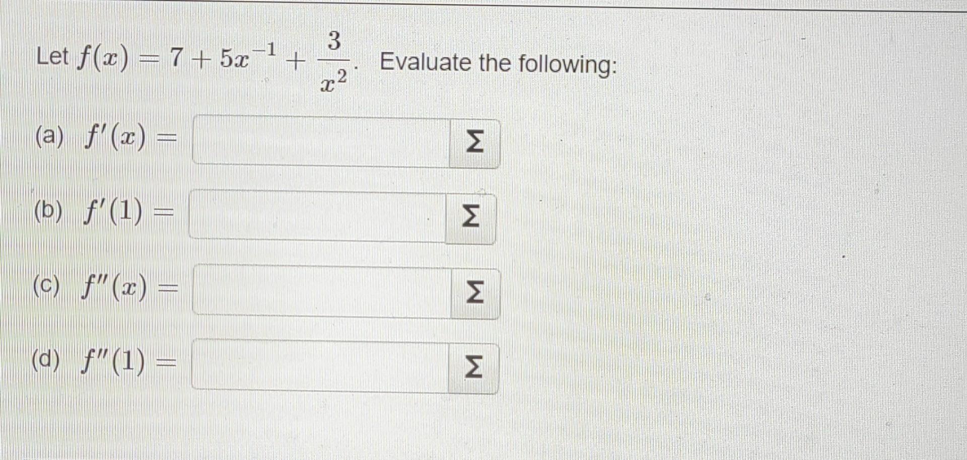 Solved Let F X 7 5x−1 X23 Evaluate The Following A