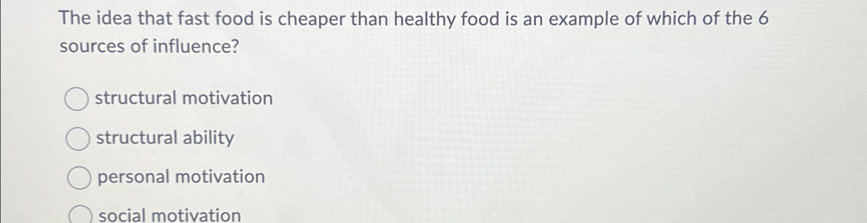Solved The idea that fast food is cheaper than healthy food | Chegg.com