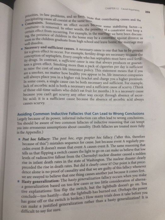 Solved causal terms and the need o avoid inductive fallacies | Chegg.com