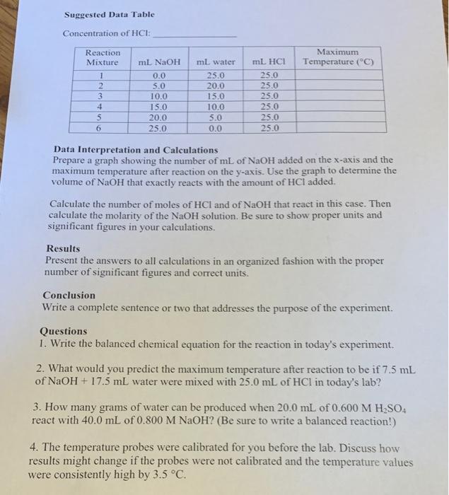 Solved Chem 213 Pre-lab Assignment Stoichiometry and | Chegg.com