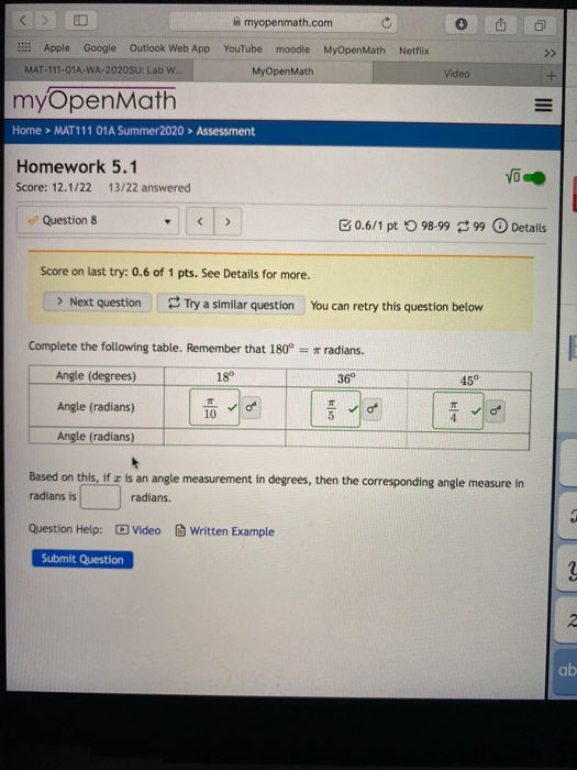 Solved Amyopenmath.com Apple Google Outlook Web App YouTube | Chegg.com
