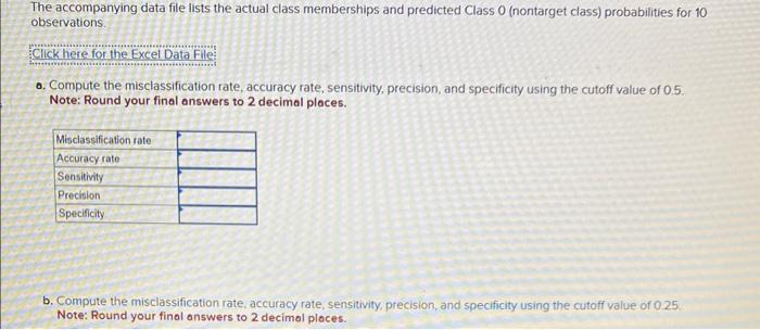 Solved The accompanying data file lists the actual class | Chegg.com
