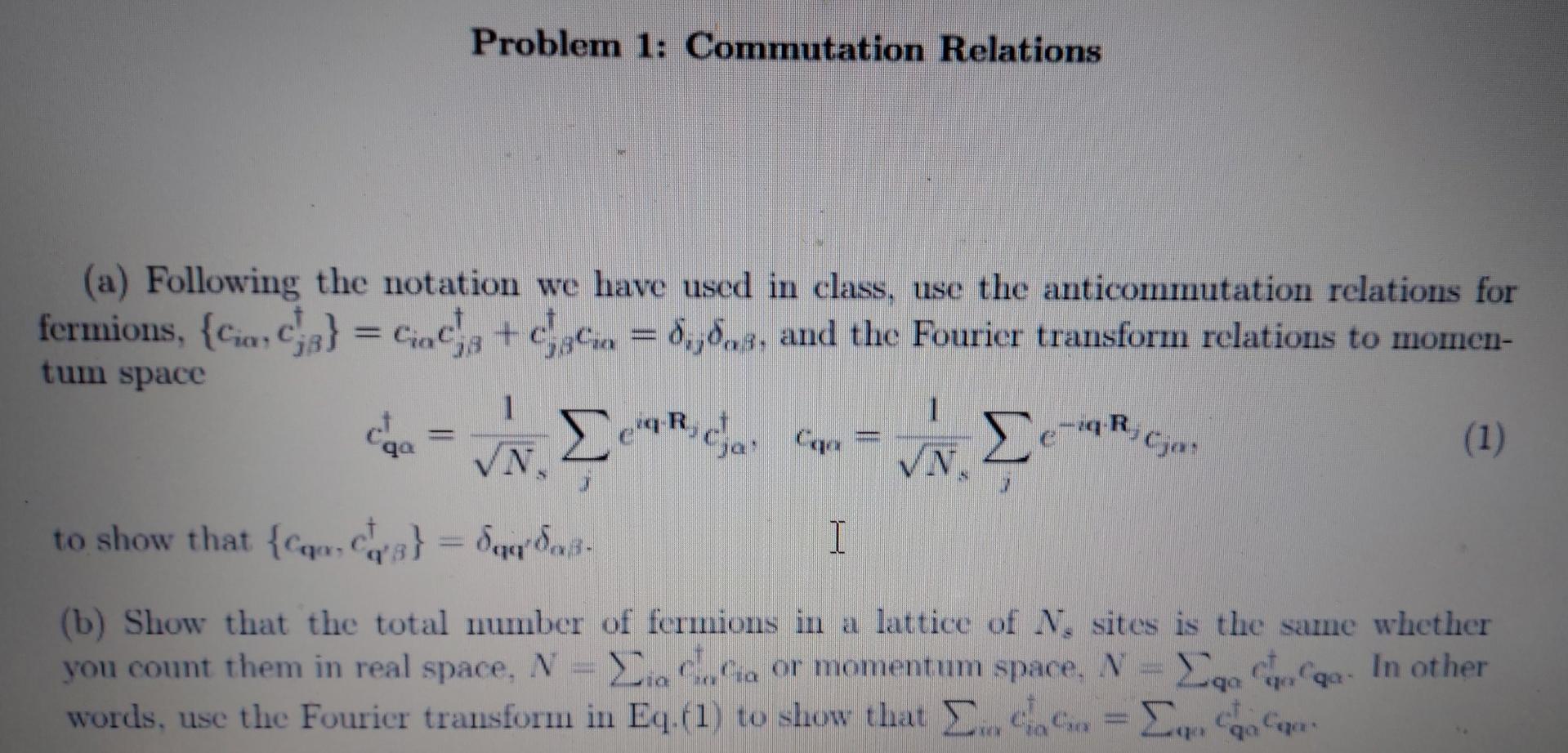 Solved Problem 1: Commutation Relations (a) Following the | Chegg.com