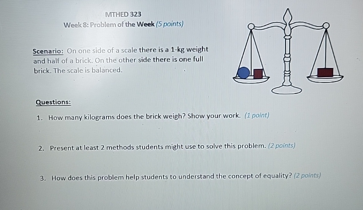 Solved MTHED 323Week 8: Problem of the Week (5 | Chegg.com