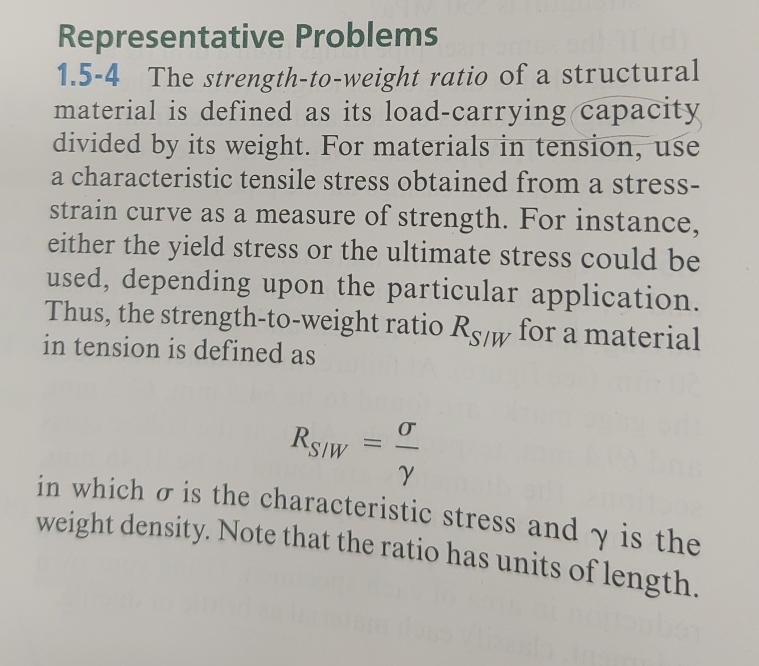 Solved Representative Problems1.5-4 ﻿The strength-to-weight | Chegg.com