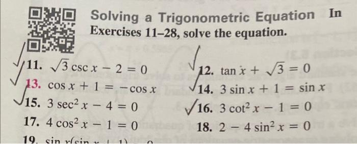 Solved Solving a Trigonometric Equation In Exercises 11-28, | Chegg.com