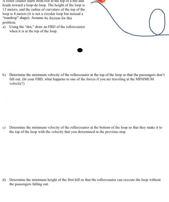 Solved heads toward a loop-de-loop. The height of the loop | Chegg.com
