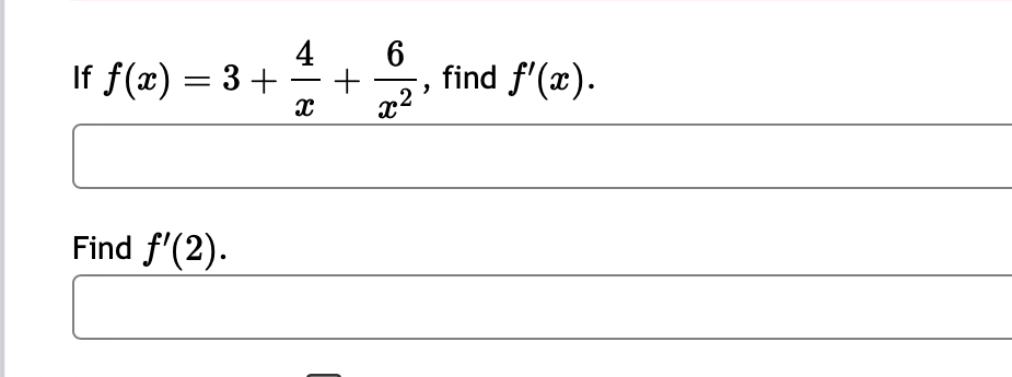 Solved If f(x)=3+4x+6x2, ﻿find f'(x). ﻿using power, product | Chegg.com
