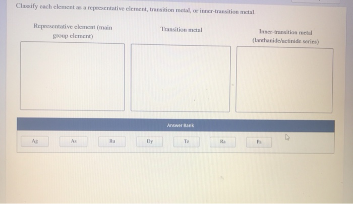 Solved Classify each element as a representative element, | Chegg.com