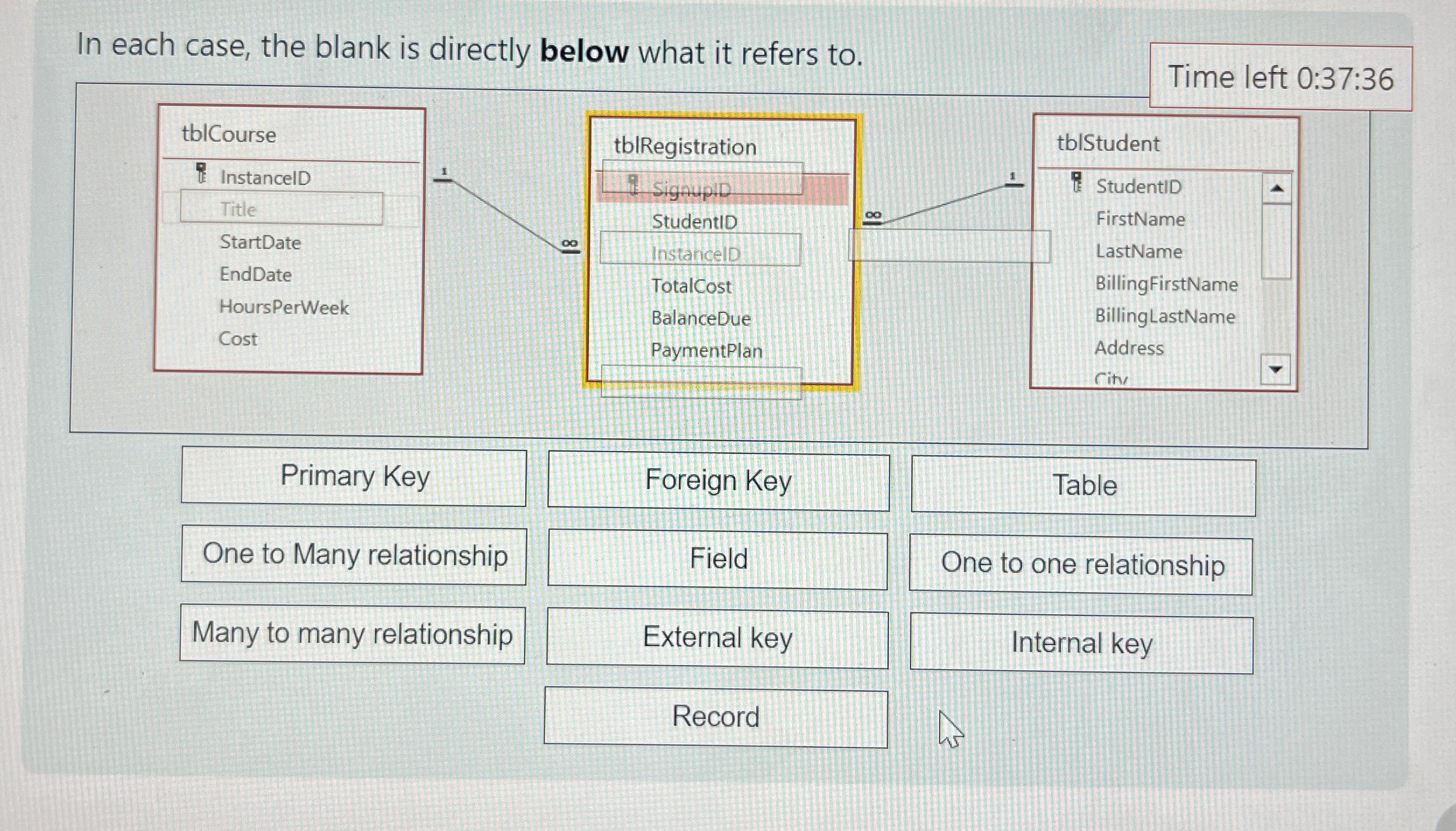 Solved In Each Case The Blank Is Directly Below What It 