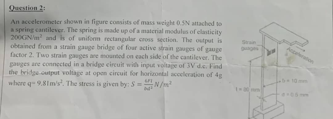 Solved Question 2:An accelerometer shown in figure consists | Chegg.com
