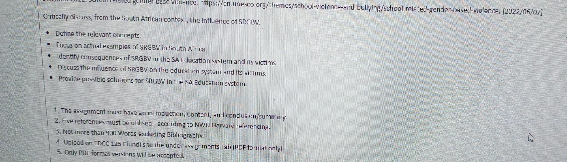 Critically discuss, from the South African context, | Chegg.com