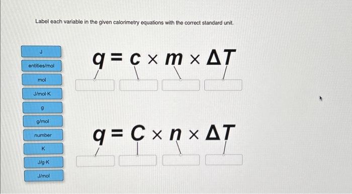 Solved Label each variable in the given calorimetry | Chegg.com