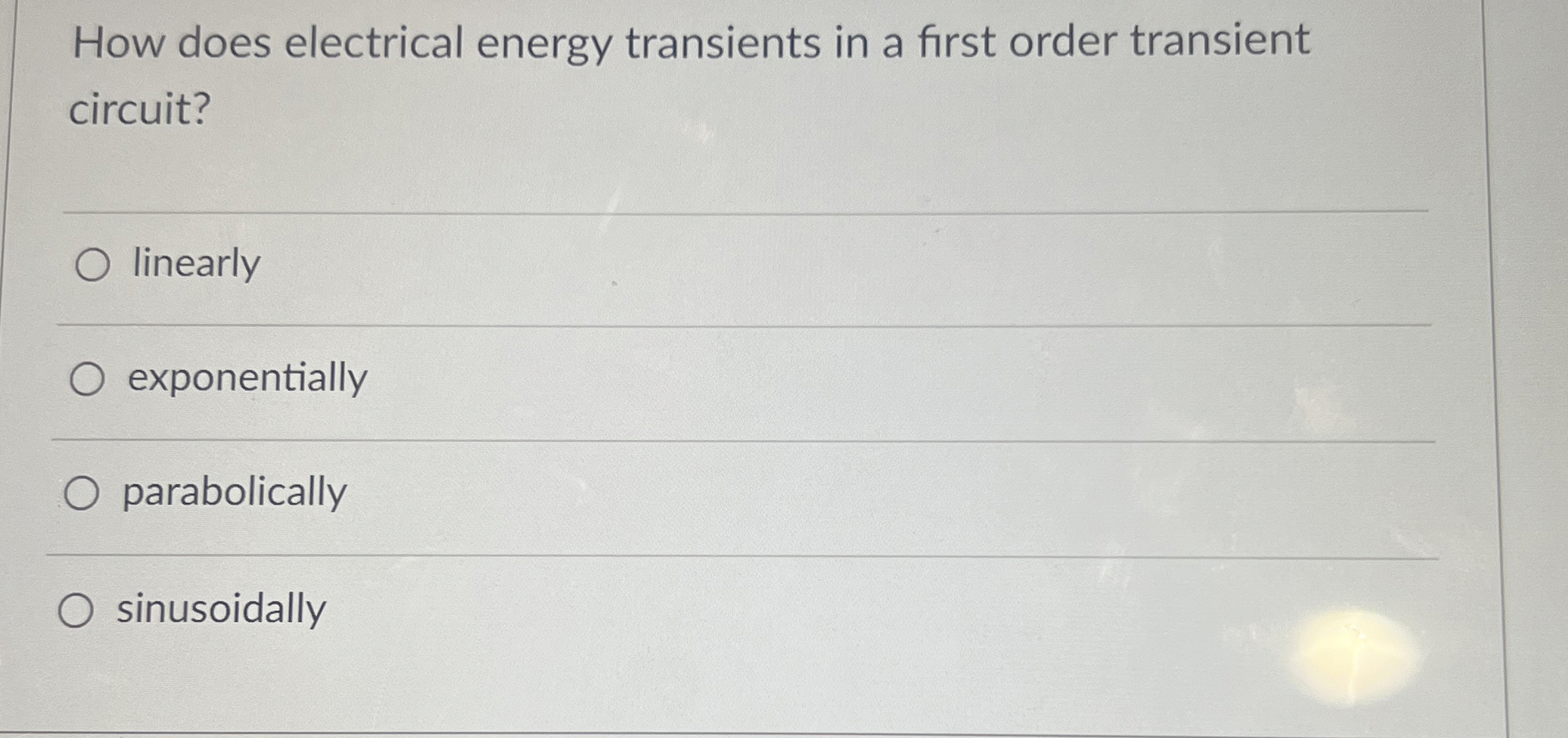 How does electrical energy transients in a first | Chegg.com