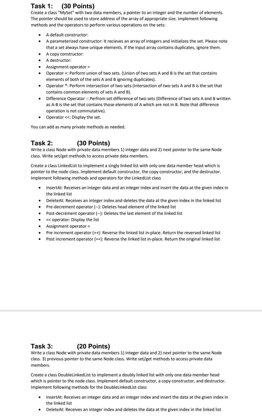 Solved Task 1 30 Points Create A Class Myset With Two 7441