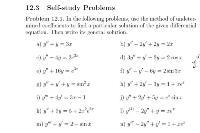 Problem 12.1. In the following problems, use the | Chegg.com