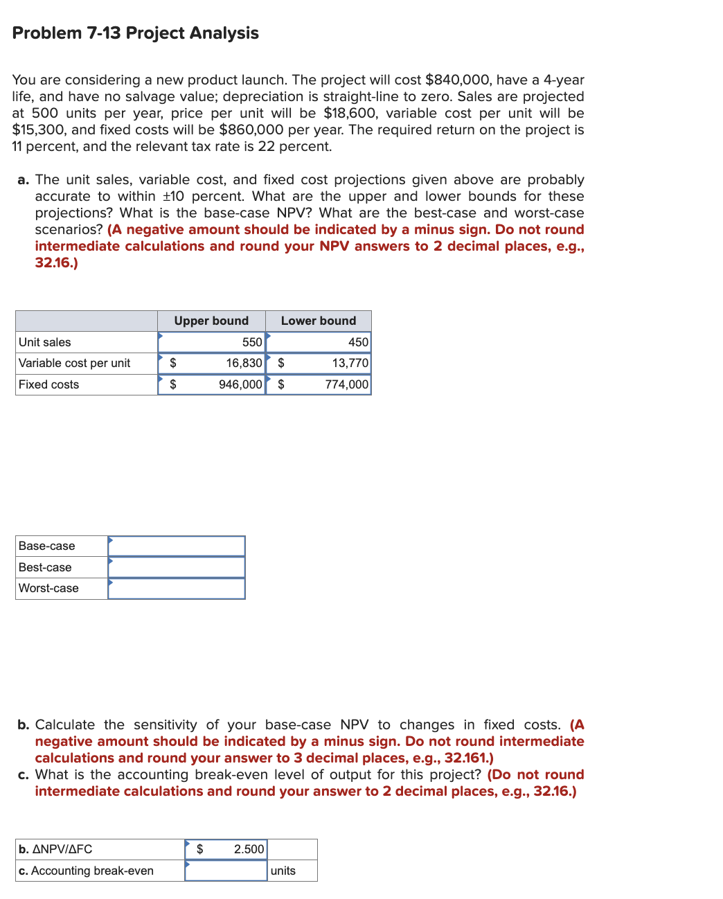 -Problem 7-13 ﻿Project AnalysisYou are considering a | Chegg.com