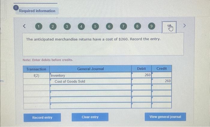 Solved Anticipate further returns of merchandise after | Chegg.com