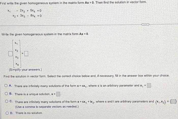 Solved First write the given homogeneous system in the | Chegg.com