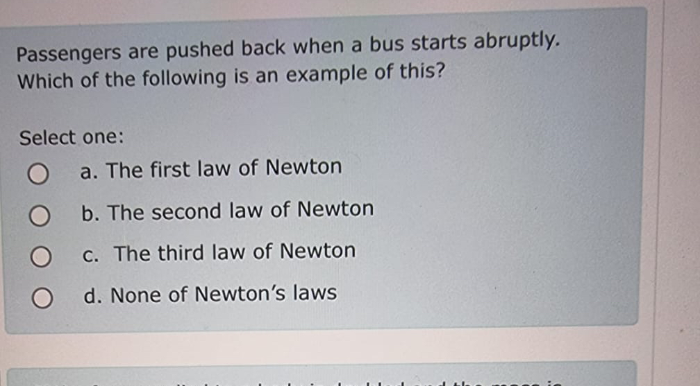 Solved Passengers are pushed back when a bus starts | Chegg.com