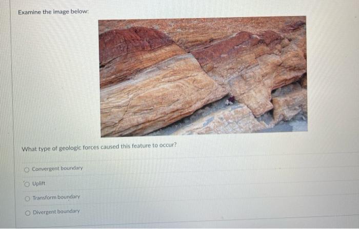 Solved Examine the image below: What type of geologic forces | Chegg.com