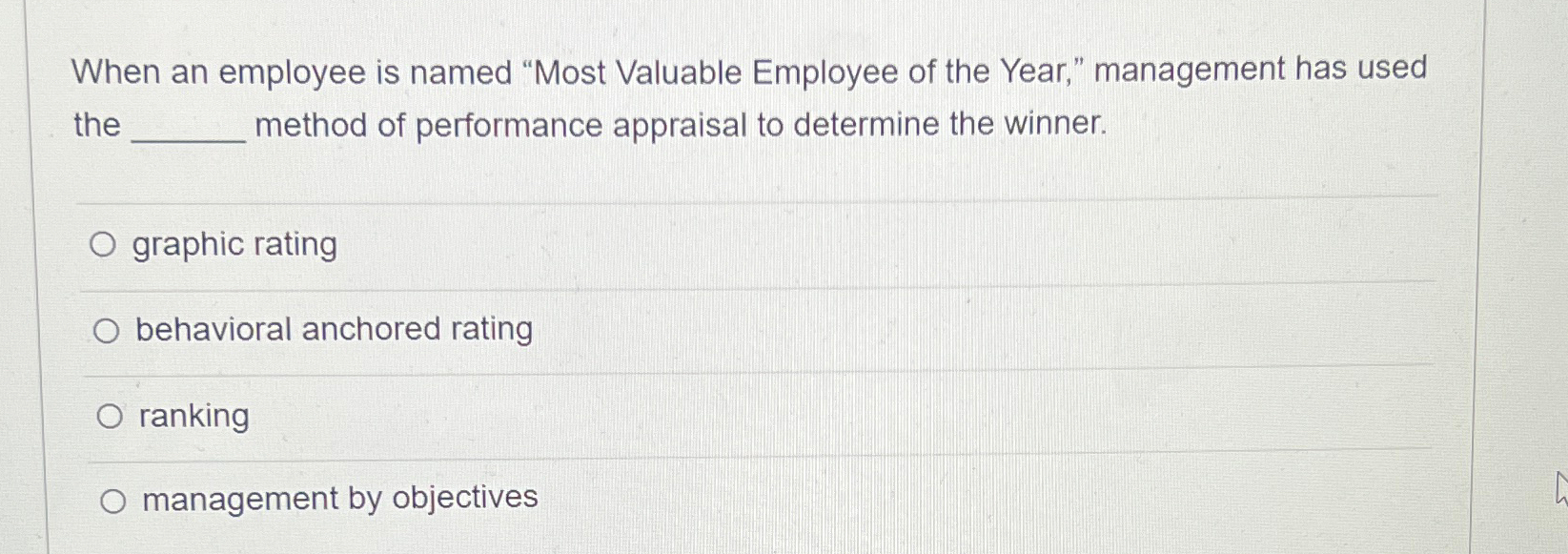 Solved When an employee is named "Most Valuable Employee of | Chegg.com