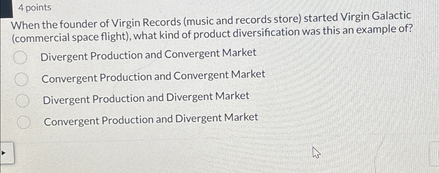Solved 4 ﻿pointsWhen the founder of Virgin Records (music | Chegg.com