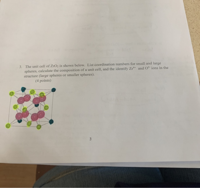 Solved 3. The unit cell of ZrO2 is shown below. List | Chegg.com