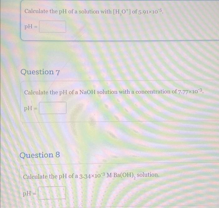 Solved Calculate the pH of a solution with [H₂O*] of | Chegg.com