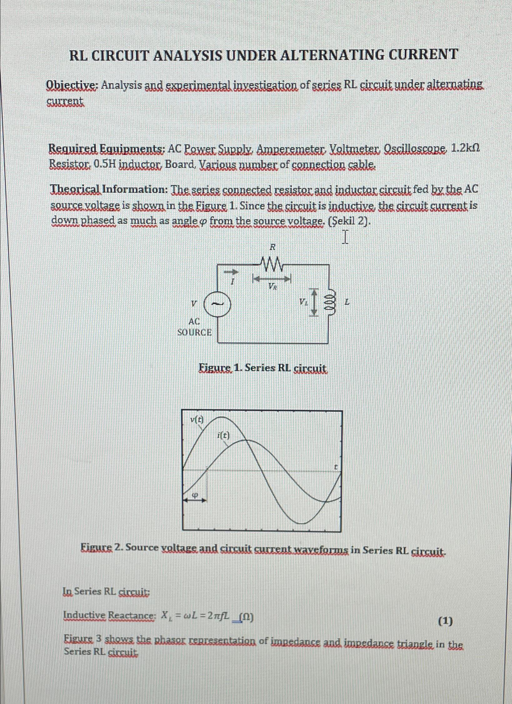 Solved RL CIRCUIT ANALYSIS UNDER ALTERNATING | Chegg.com