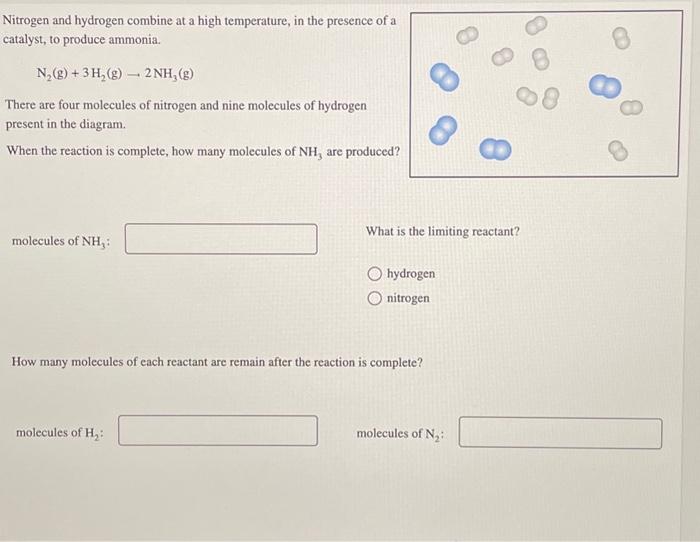 Nitrogen and hydrogen combine at a high temperature, | Chegg.com