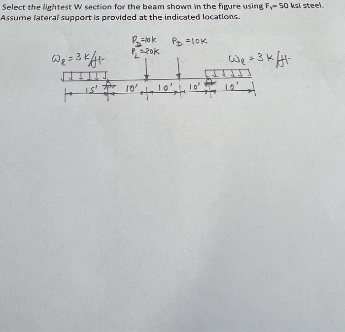 Select the lightest W section for the beam shown in | Chegg.com