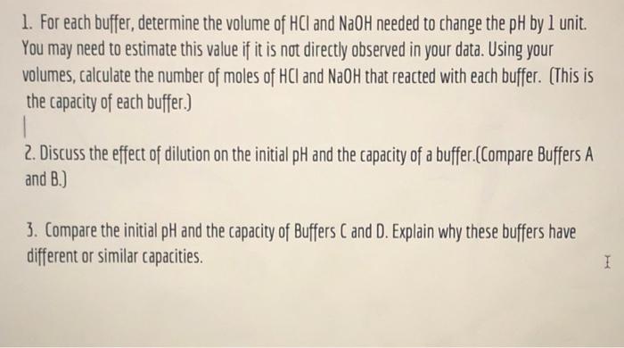 Solved Experiment 10 Buffers and Buffer Capacity Review | Chegg.com