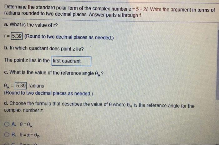Solved Determine the standard polar form of the complex | Chegg.com