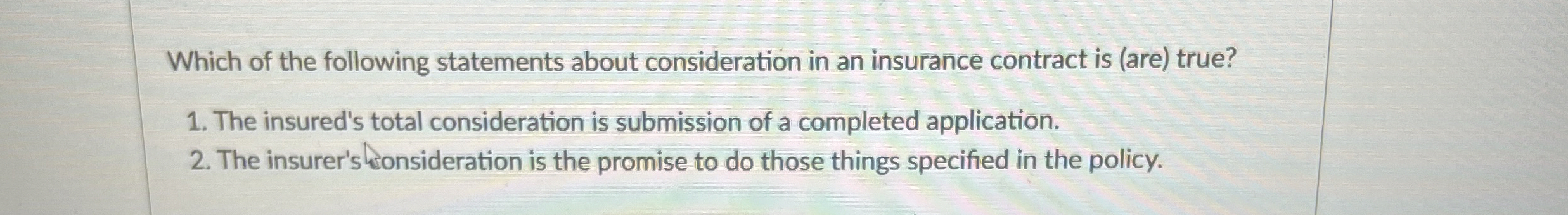 Solved Which of the following statements about consideration | Chegg.com