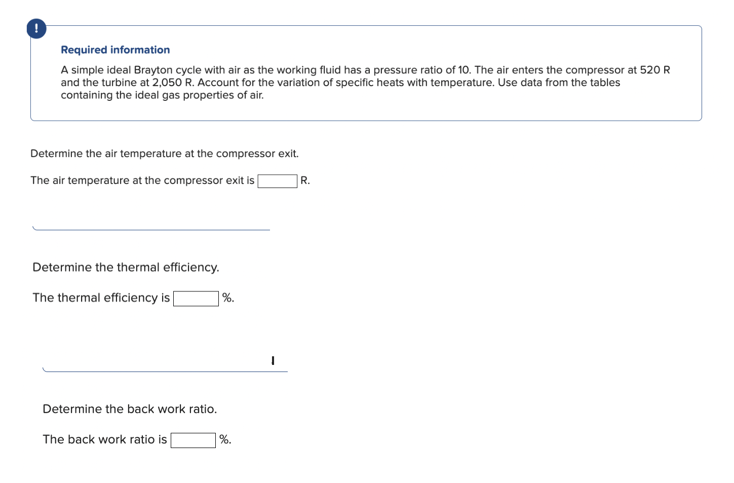 Solved Required informationA simple ideal Brayton cycle with | Chegg.com