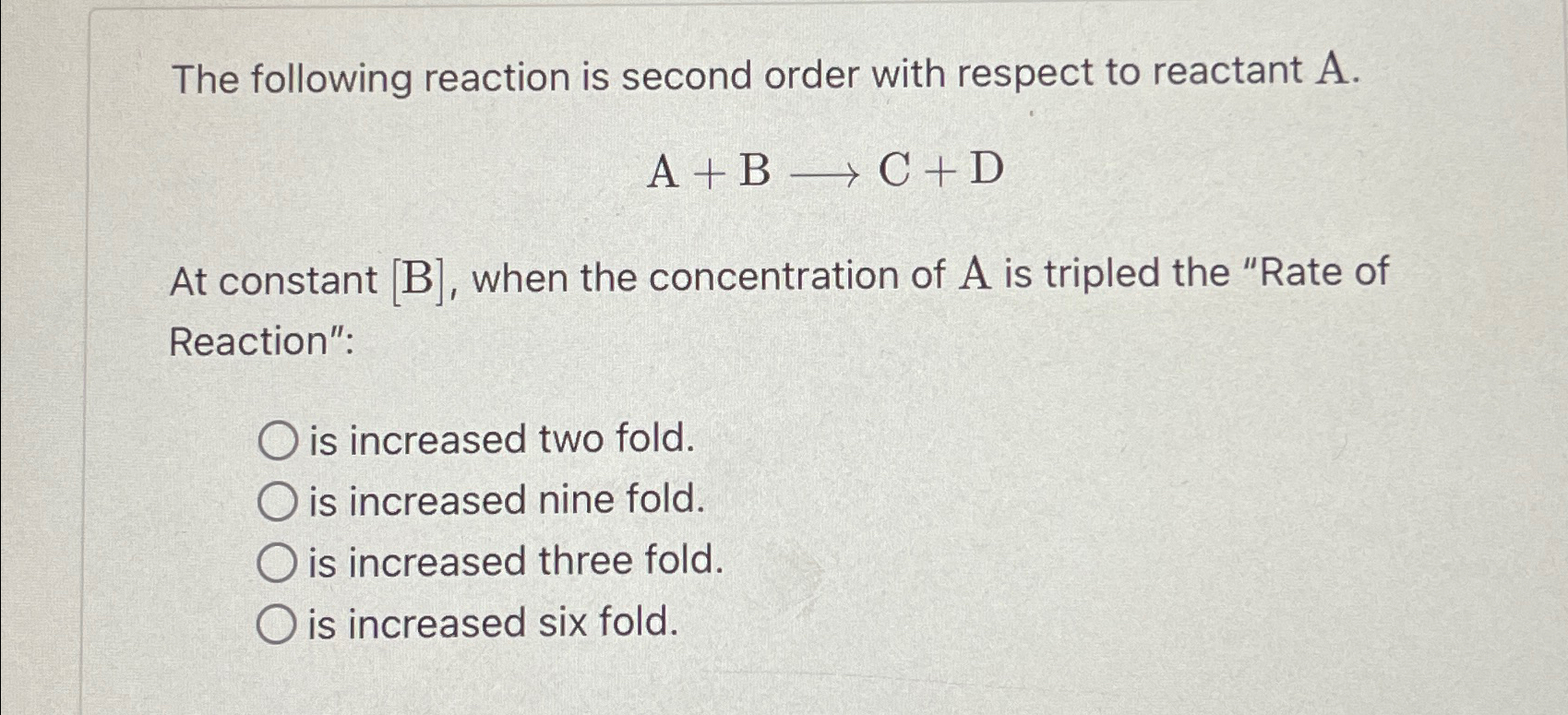 Solved The following reaction is second order with respect | Chegg.com