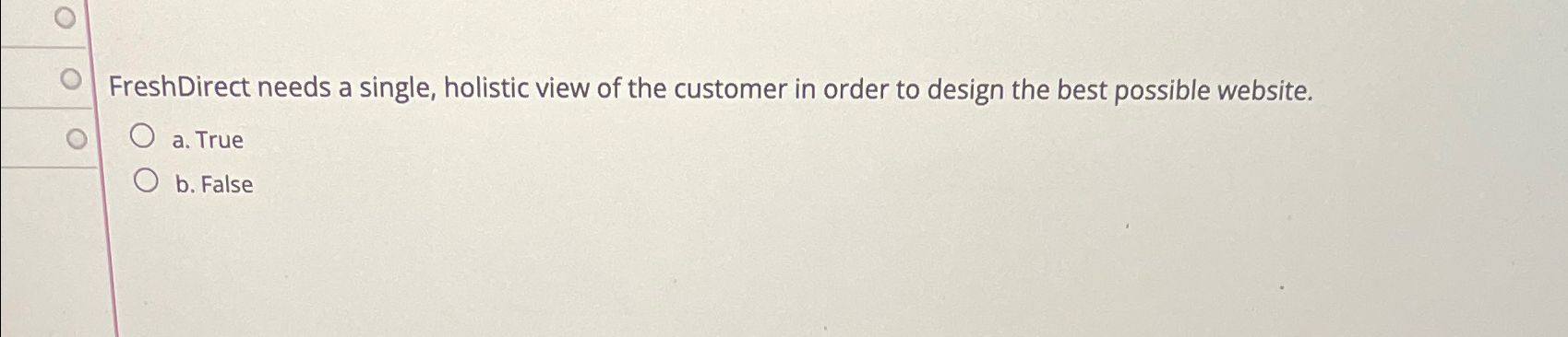 Solved FreshDirect needs a single, holistic view of the | Chegg.com