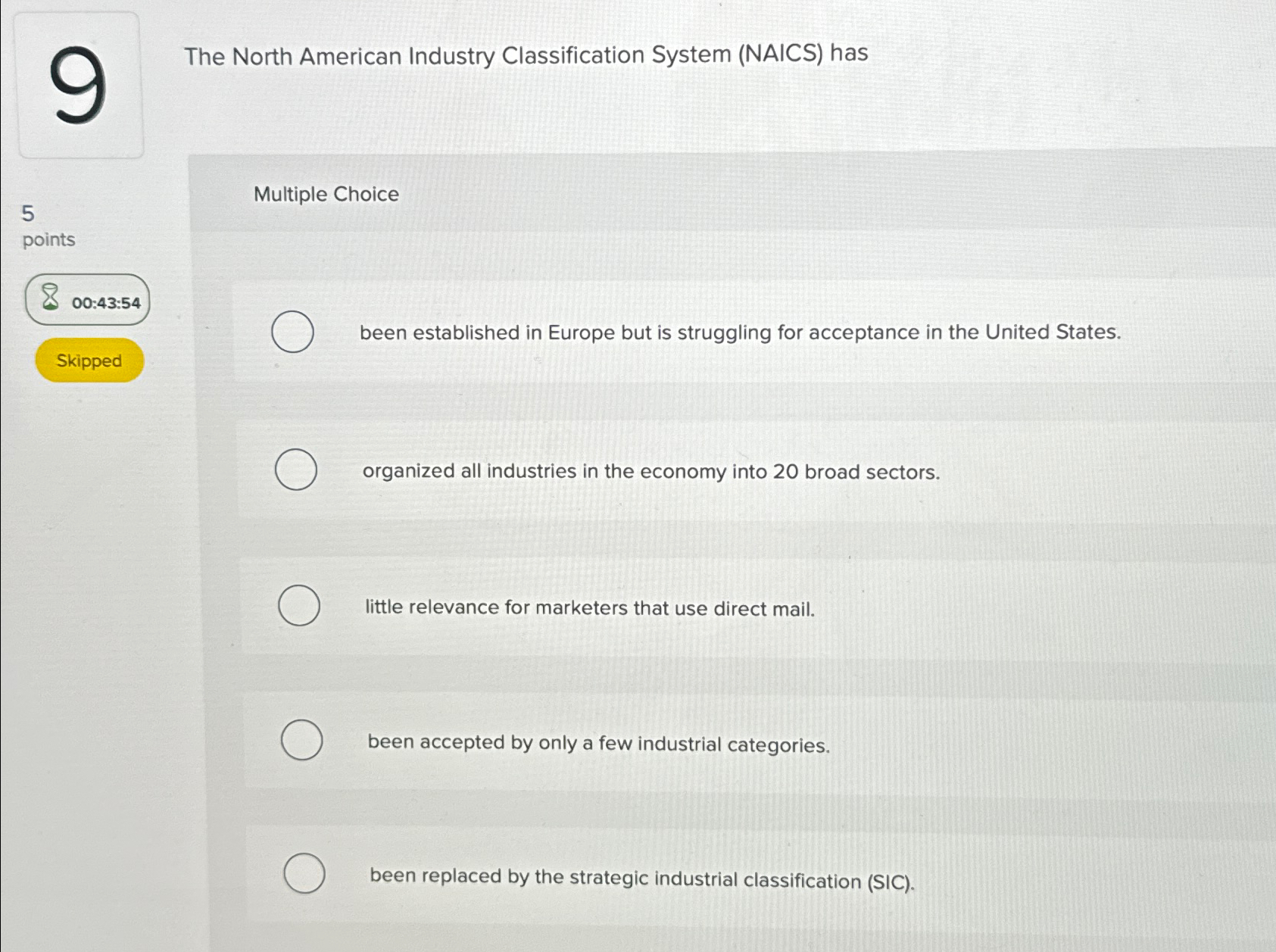 Solved The North American Industry Classification System | Chegg.com