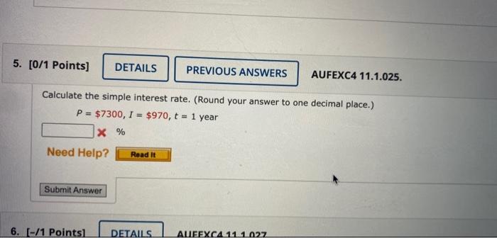 Solved 5. [0/1 Points] DETAILS PREVIOUS ANSWERS AUFEXC4 | Chegg.com