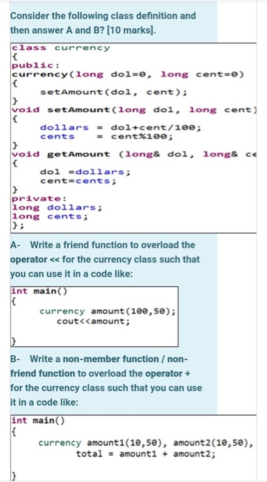 Solved cents Consider the following class definition and | Chegg.com