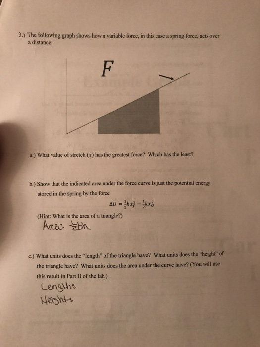Solved 3.) The following graph shows how a variable force, | Chegg.com